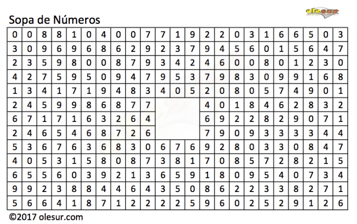 Sopa de Números – Olesur