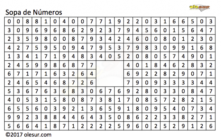 Sopa de Números – Olesur
